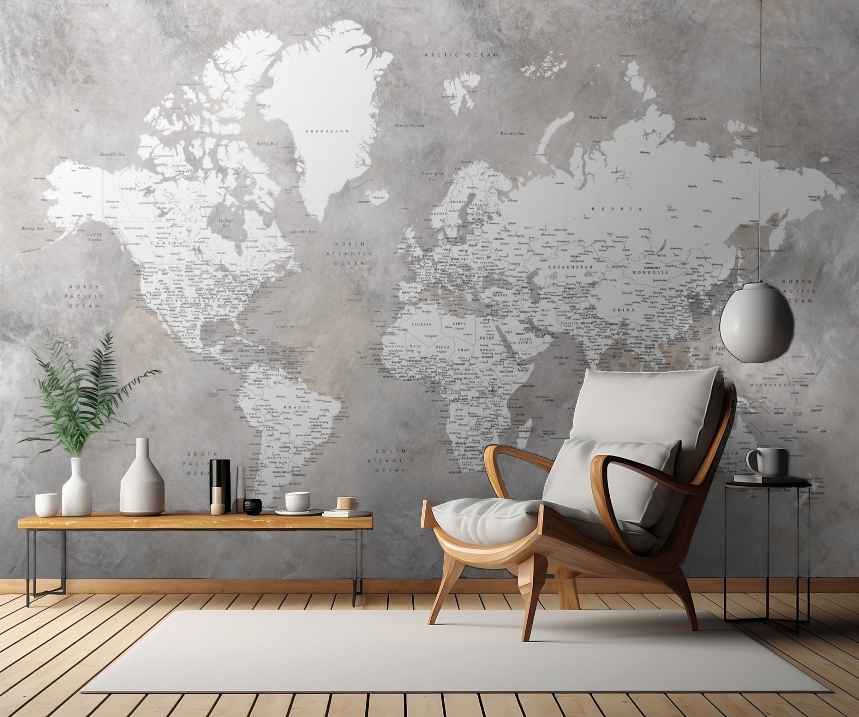 Detailed world map with cities Vali fototapet – tapetgiganten